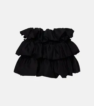 Noir Kei Ninomiya Tiered Cotton Miniskirt - Black
