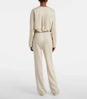JOSEPH Tahiti Straight Leg Trousers - Beige