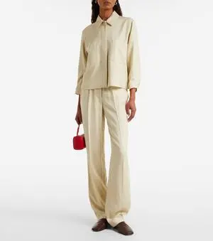 JOSEPH Tahiti Straight Leg Trousers - Beige