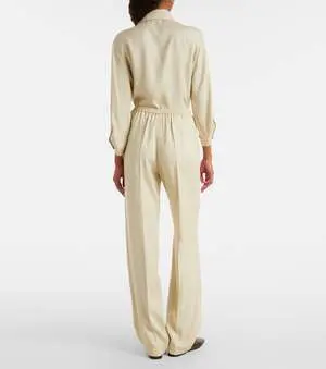 JOSEPH Tahiti Straight Leg Trousers - Beige