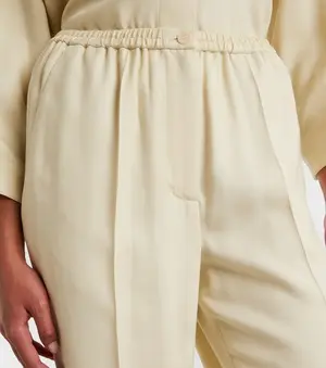JOSEPH Tahiti Straight Leg Trousers - Beige