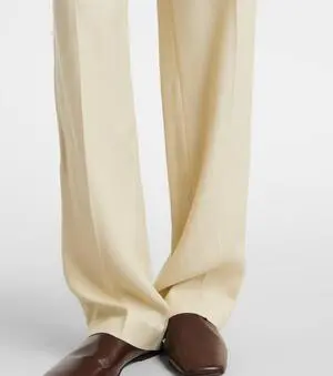 JOSEPH Tahiti Straight Leg Trousers - Beige