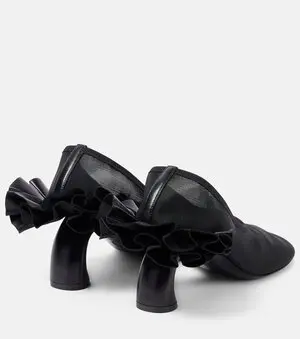 Dries Van Noten Ruffled Leather-trimmed Mesh Pumps