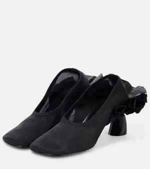 Dries Van Noten Ruffled Leather-trimmed Mesh Pumps