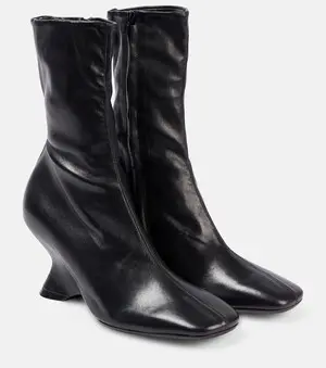 Dries Van Noten Leather Ankle Boots - Black