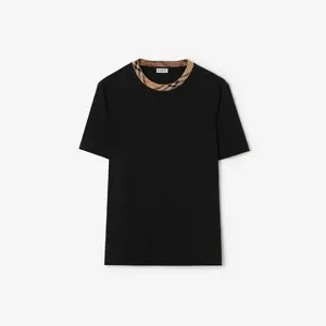 Burberry Check Trim Cotton T-shirt - Black