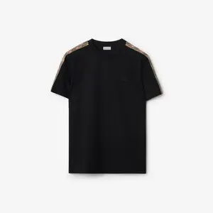 Burberry Check Trim Cotton T-shirt - Black