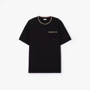Burberry Check Trim Cotton T-Shirt Black