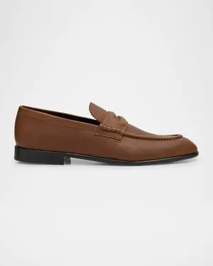 Burberry Leather B-Logo Penny Loafers - Pinecone