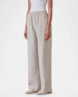Eskandar Linen Flared Trousers - Beige
