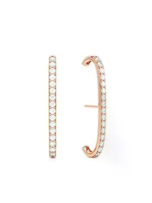 LOEV 14kt Rose Gold Diamond Ear Cuffs - Pink