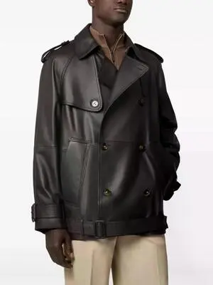 TOD'S Short Leather Trench Coat