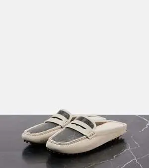 Brunello Cucinelli Monili Suede Mules