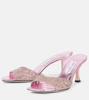 JIMMY CHOO Skye 70 Embellished Suede Mules