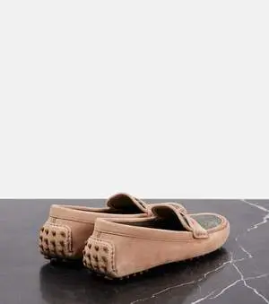 Brunello Cucinelli Monili Suede Driving Loafers - Pink