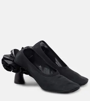 Dries Van Noten Ruffled Leather-trimmed Mesh Pumps