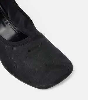 Dries Van Noten Ruffled Leather-trimmed Mesh Pumps