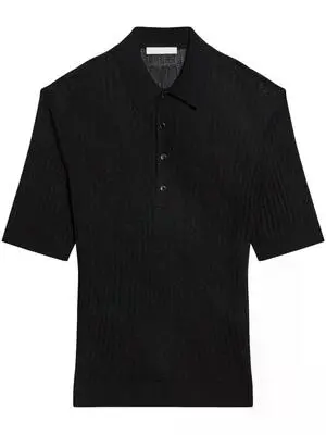 Helmut Lang Ribbed-knit Polo Shirt - Black