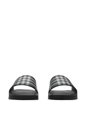Burberry Check Print Slides - Black
