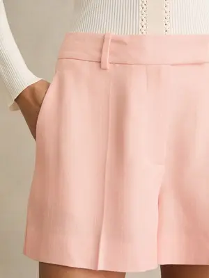 REISS Magda Mid-rise Tailored Shorts - Pink