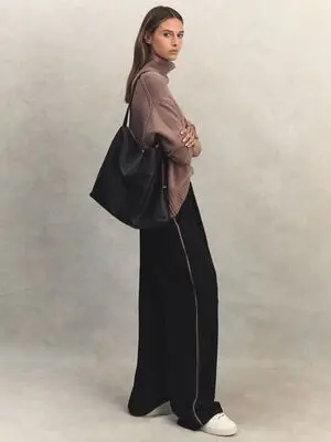 REISS Wide-leg Trousers With Elasticated Waistband - Black