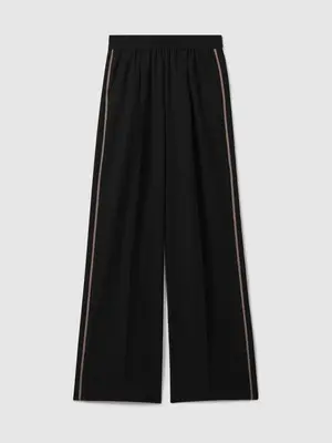 REISS Wide-leg Trousers With Elasticated Waistband - Black