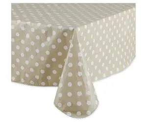 DESIGN IMPORTS Polka Dot Vinyl Tablecloth Natural 60x102 - One-color