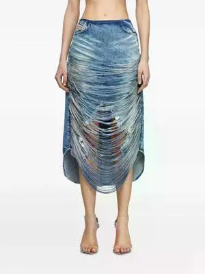 DIESEL® Frayed Hem Midi Skirt