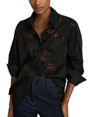 REISS Lace Front Shirt