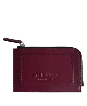 HYER GOODS Italian Leather Piccolo Zip-around Card Wallet - Dark Cherry Red