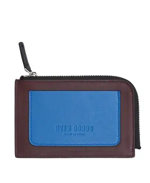 HYER GOODS Italian Leather Piccolo Zip-around Card Wallet - Electric Blue Multi