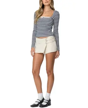 EDIKTED Buttoned Up Layered Striped Top