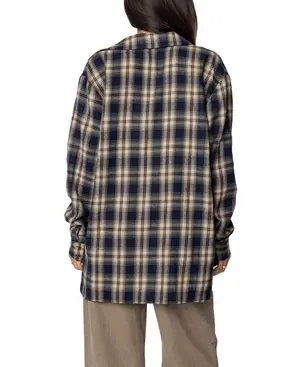 EDIKTED Plaid Flannel Button-up Shirt