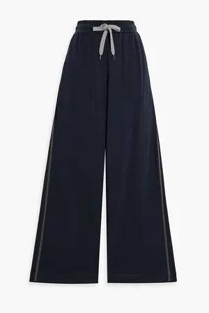 Brunello Cucinelli Bead-embellished Track Pants - Navy