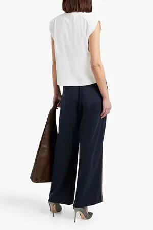 Brunello Cucinelli Bead-embellished Track Pants - Navy