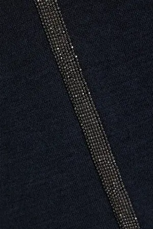 Brunello Cucinelli Bead-embellished Track Pants - Navy