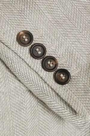 Brunello Cucinelli Double-breasted Linen-jacquard Blazer - Stone