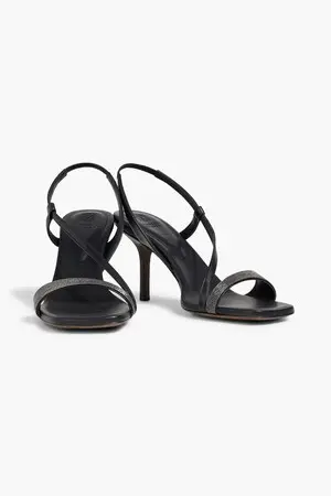 Brunello Cucinelli Bead-embellished Leather Slingback Sandals