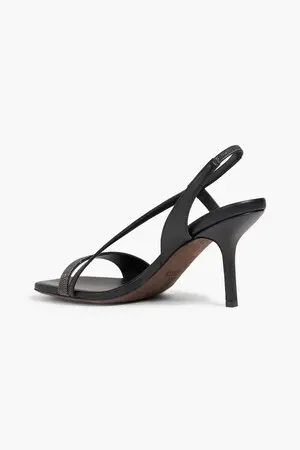 Brunello Cucinelli Bead-embellished Leather Slingback Sandals