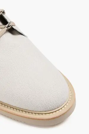 Brunello Cucinelli Bead-embellished Canvas Combat Boots - Ecru
