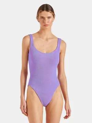 Hunza G Square Neck Swimsuit - Crinkle Lilac