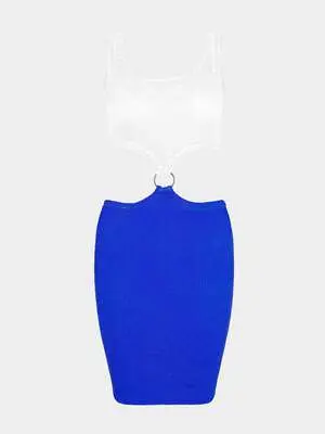 Hunza G Pretty Dress - White/royal Blue