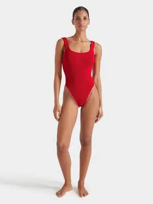 Hunza G Square Neck Swim - Crinkle Red