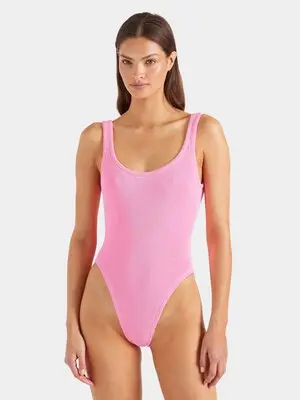 Hunza G Square Neck One Piece Swimsuit - Crinkle Bubblegum