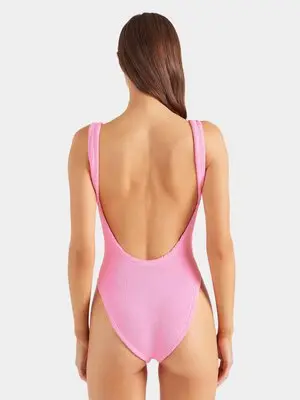 Hunza G Square Neck One Piece Swimsuit - Crinkle Bubblegum