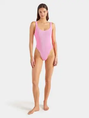 Hunza G Square Neck One Piece Swimsuit - Crinkle Bubblegum