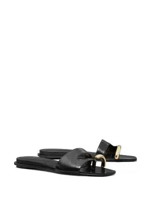 Tory Burch Pierced Flat Sandals - Black