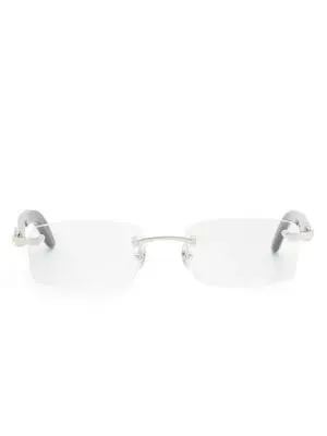CARTIER C Décor Rectangle-frame Glasses - White