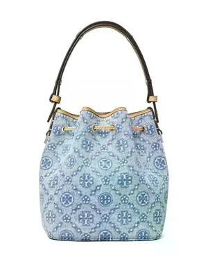 Tory Burch T Monogram Denim Bucket Bag - Blue