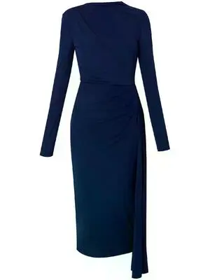 Erdem Long-sleeved Draped Midi Dress - Blue